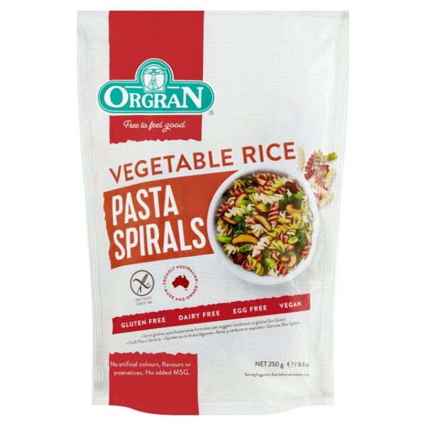 Orgran Vegetable Rice Pasta Spirals – Scoops the Ingredients Shop ...